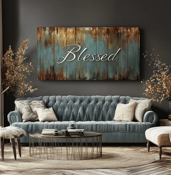 Blessed Canvas Wall Art – Inspirational Farmhouse Décor for Home & Liv ...