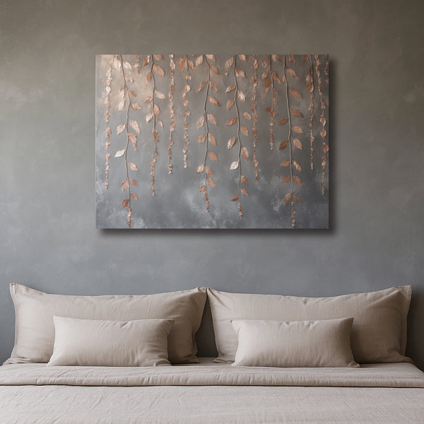 Rose Gold Cascade Vines Canvas Wall Art – Elegant Textured Look Décor ...